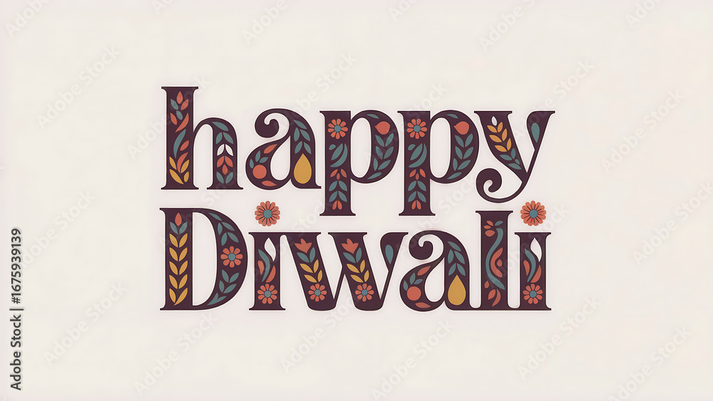 Diwali greeting card featuring the text Happy Diwali typography design ...