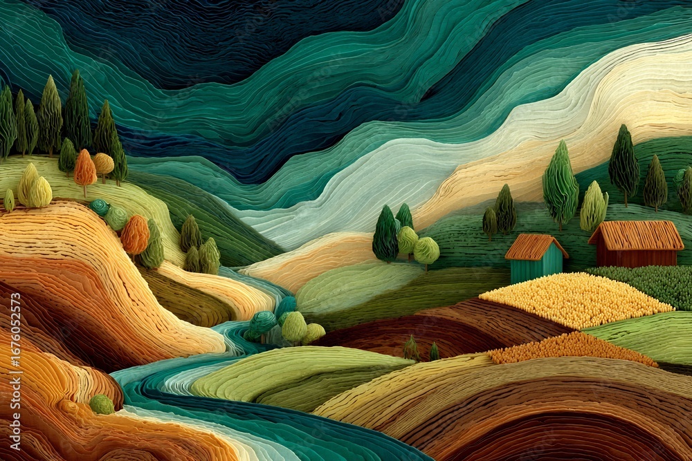 Abstract topographic view of bio smart farm system digital precision ...