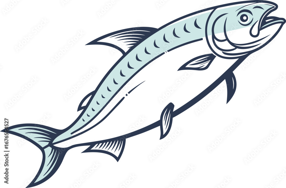 Milkfish Illustration Artwork. Bangus Fish Drawing. Realistic Milkfish ...