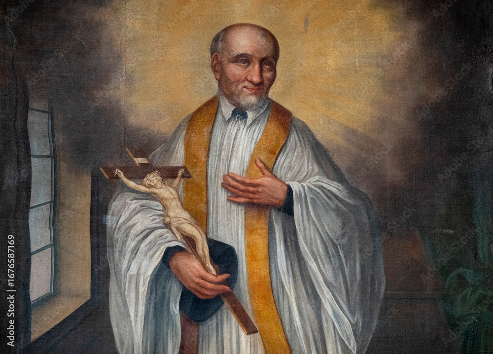 Painting (19th century) of Saint Vincent de Paul. Saint of the Roman ...