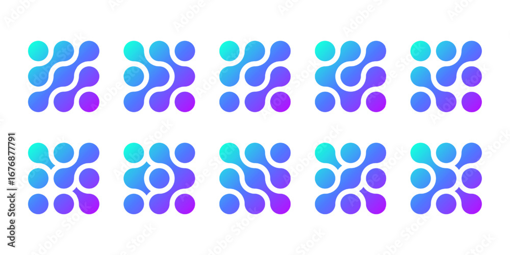 Atom dots connected in molecule structure pattern. Abstract circle ...