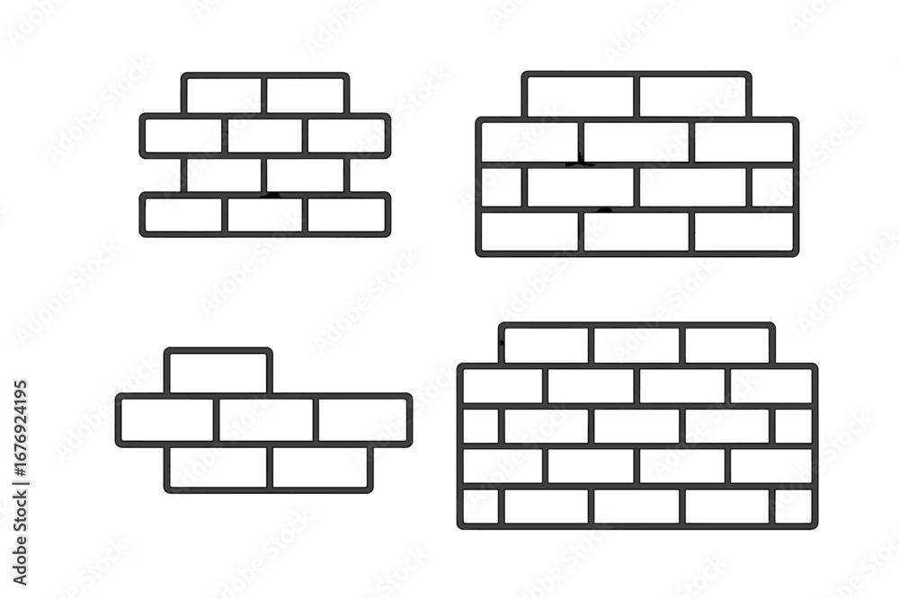 Brick wall line icon collection. Simple isolated outline symbols for ...
