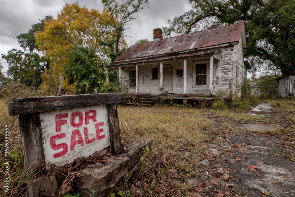 Rundown house for sale showing deterioration and decay, needs major ...