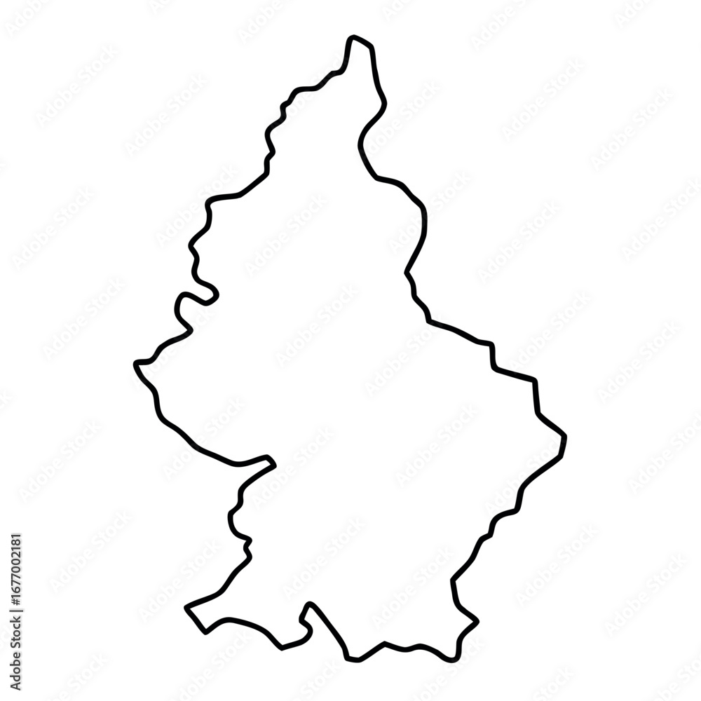 Thin line art outline map of luxembourg with country borders and ...