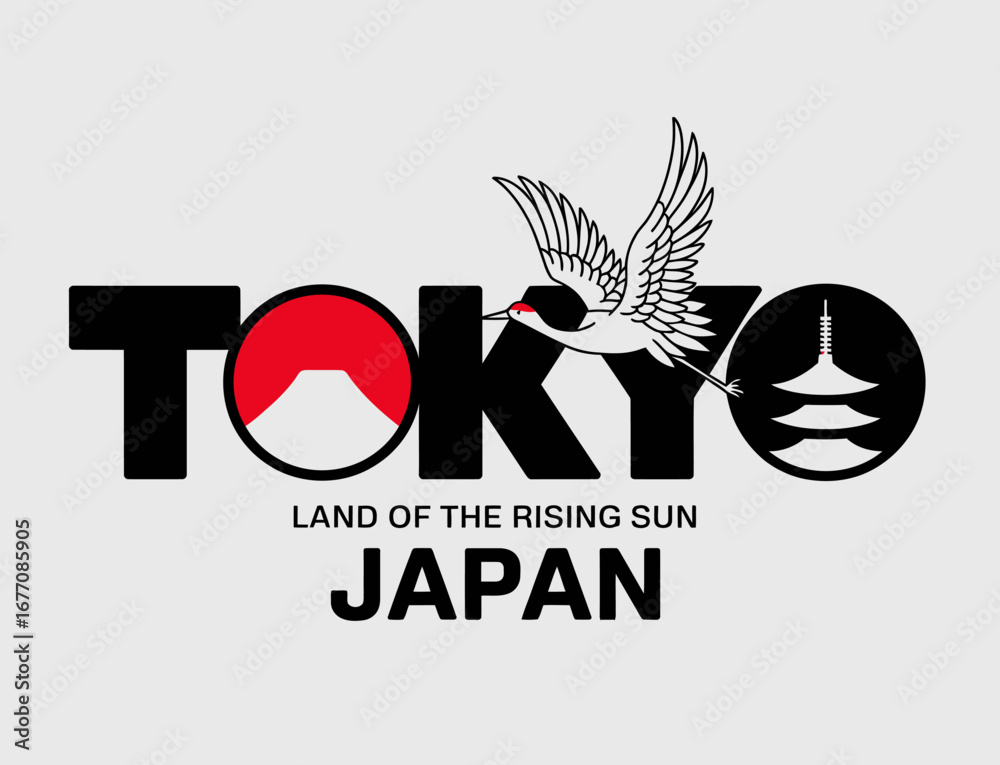 Vector de Stock This vibrant image features the word 'Tokyo' with ...