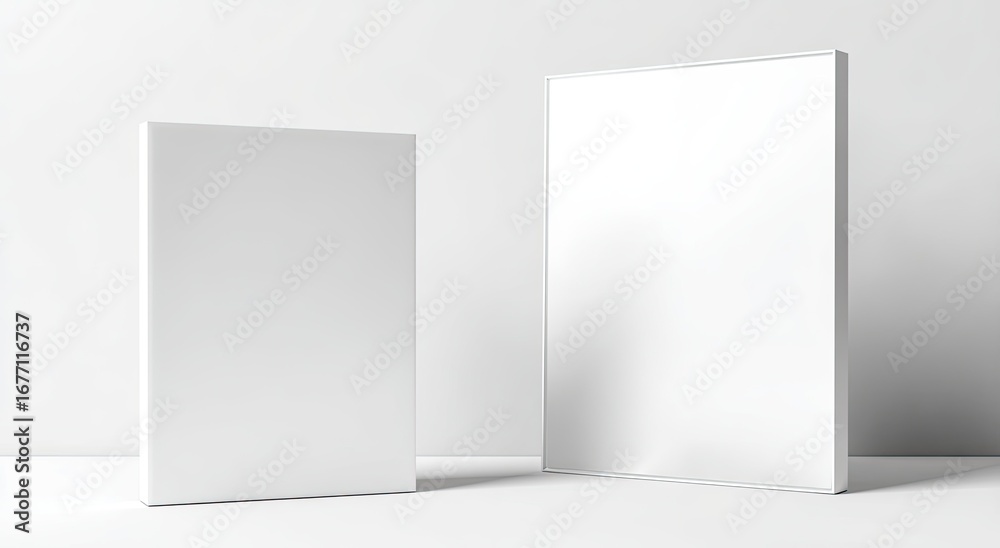 Two blank white rectangular objects, one tall and narrow, the other ...