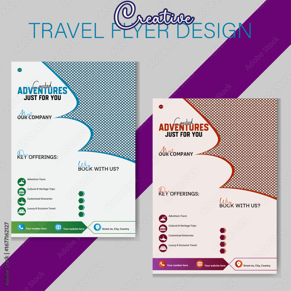 Stock-Vektorgrafik „Premium and modern Travel flyer design template for ...