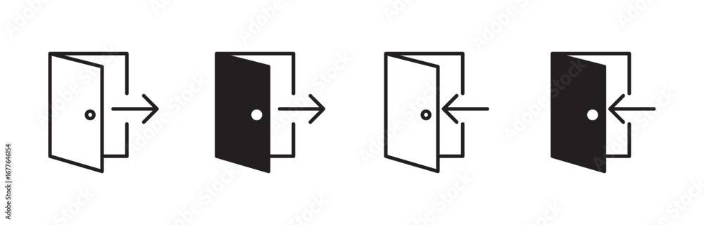 sign in and sign out app vector symbol logout and login, arrow and door ...