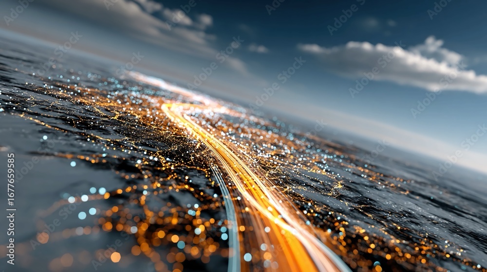 Logistics drone flight path visualized on a digital map, showing route ...
