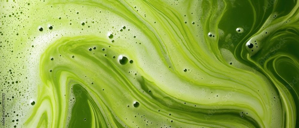 frothy matcha latte with its signature vibrant green color and delicate ...