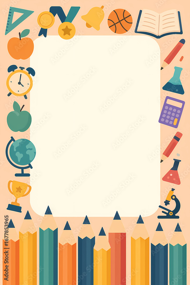 Colorful educational border frame, template for kids, teachers, and ...