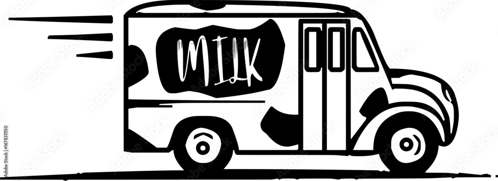 Milk truck vector illustration, dairy delivery van clip art, food truck ...