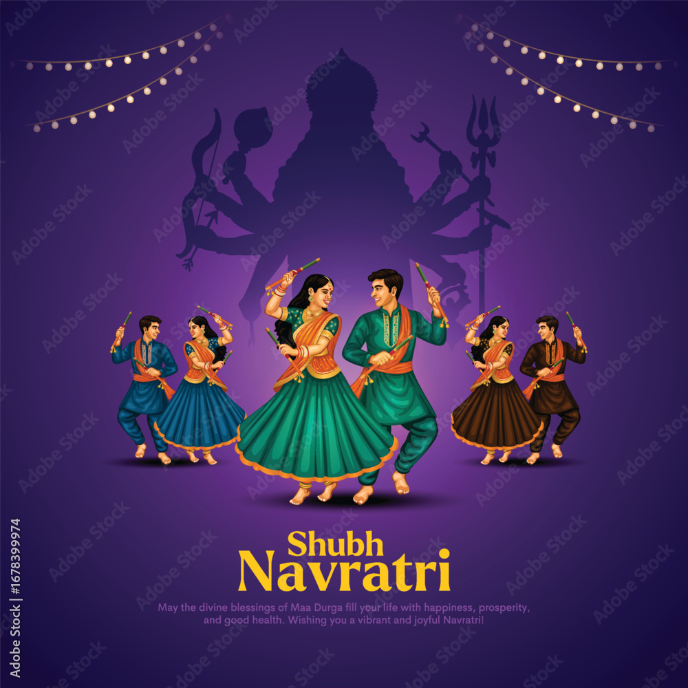 Navratri or Garba Night poster for Dussehra festival of India. Creative ...