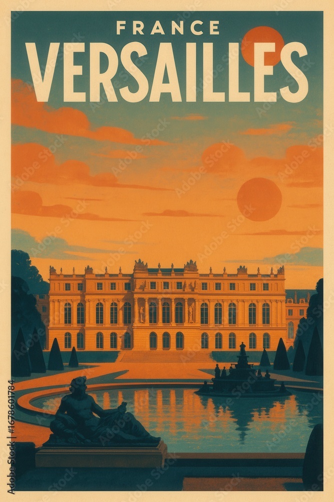 Stock-Illustration „Artistic poster of the Palace of Versailles France ...