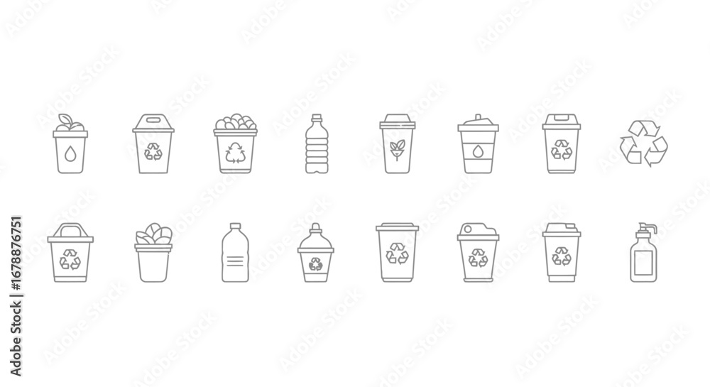 Vector Icons Set of Hand drawn doodle icon set for recycling and waste ...