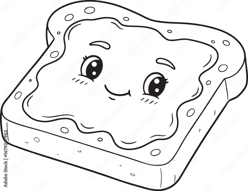 Whimsical Toast Slice Character with Spread Ready for Coloring F Stock ...