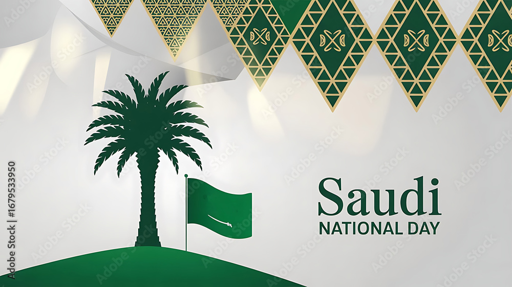 Patriotic Saudi National Day Illustration, Celebration Banner, Saudi ...