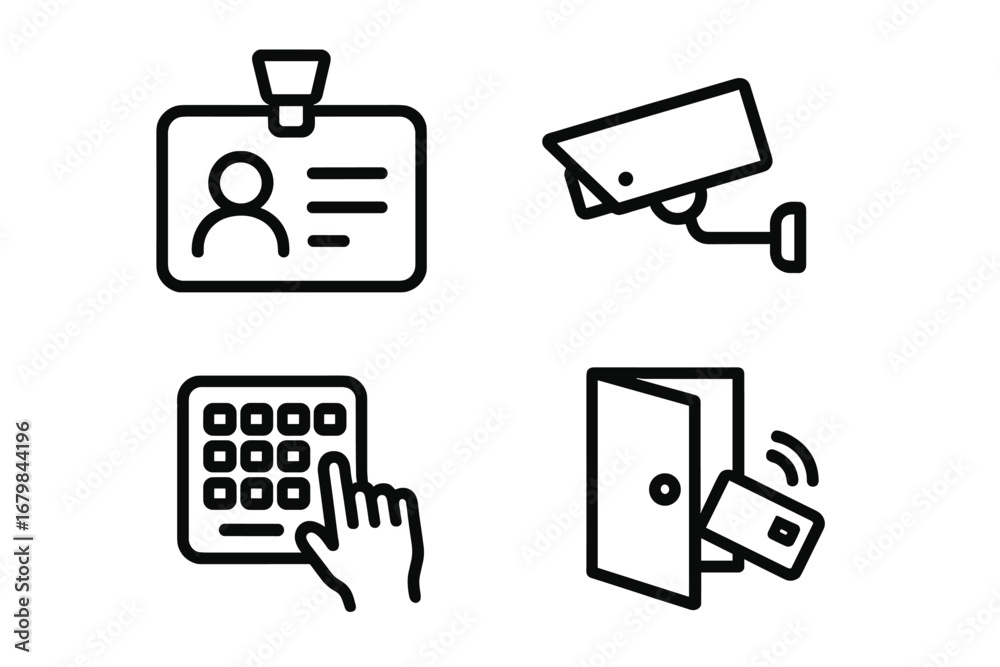 Security and access control line icon set. Vector icons for ...