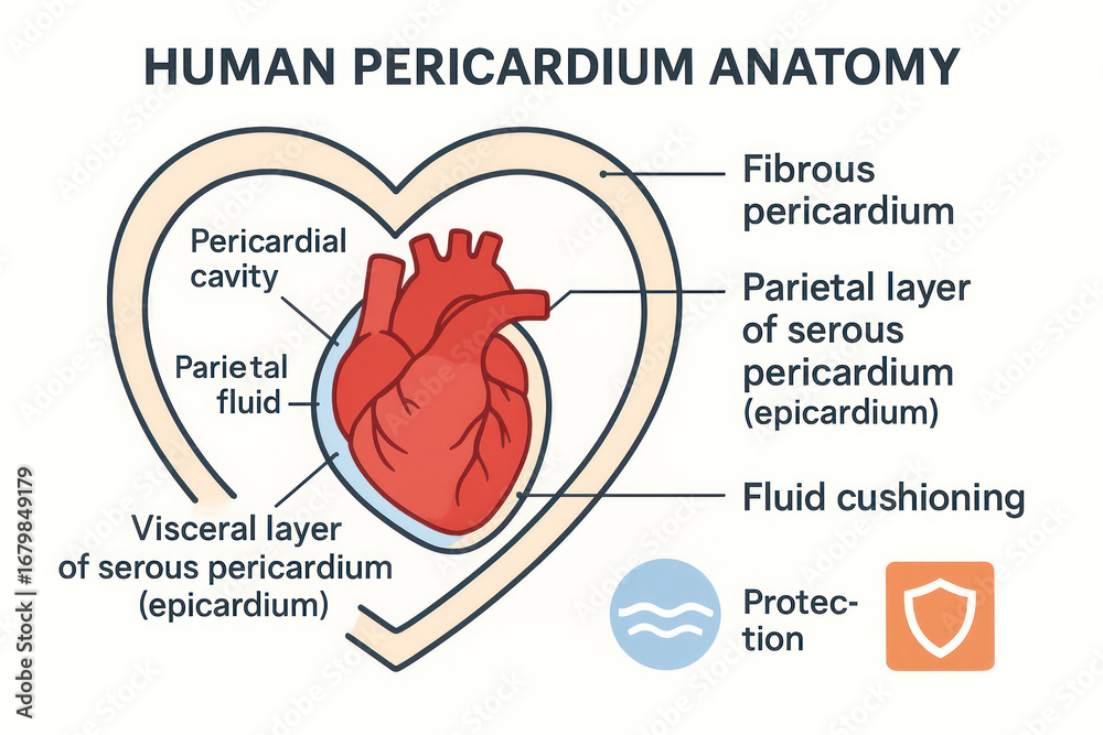 Illustration Stock Human Pericardium Anatomy, illustration showing the ...