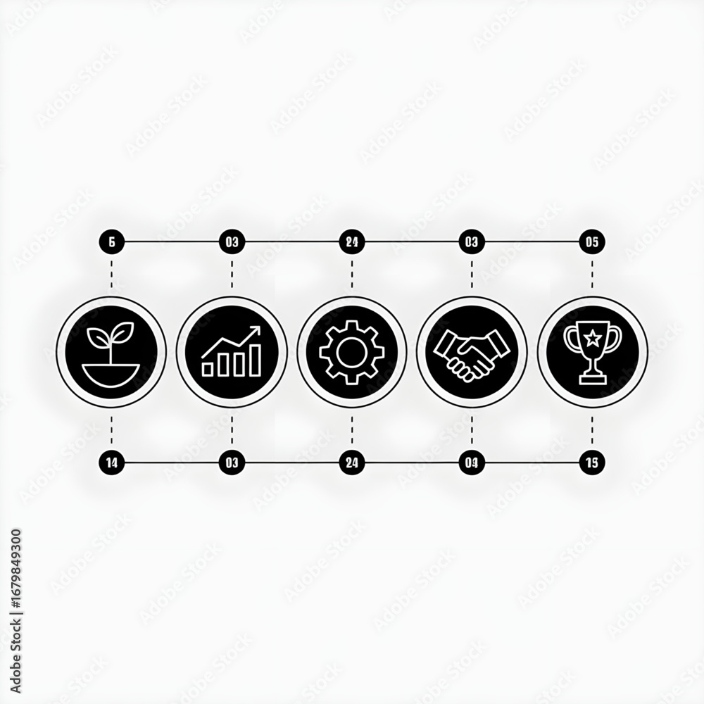 Linear Business Process Infographic – Five Step Workflow Timeline with ...