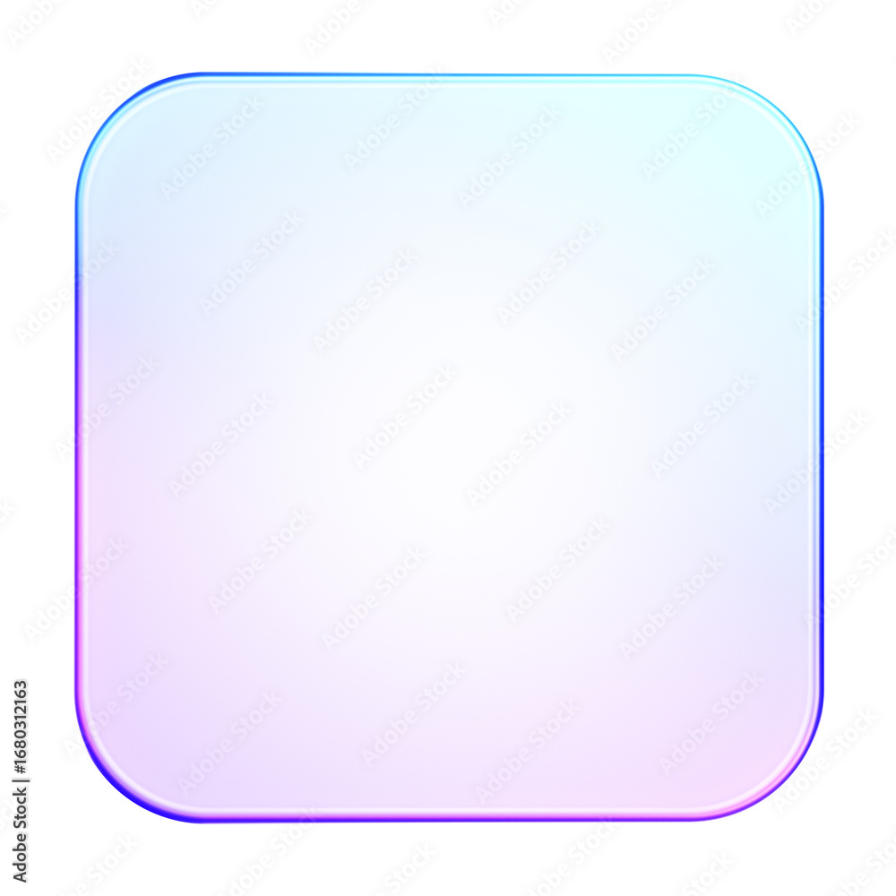 Minimal 3D glass style rounded square shape in purple and blue gradient ...