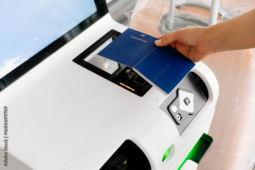 Scan your passport at the self-service check-in counter to receive your ...