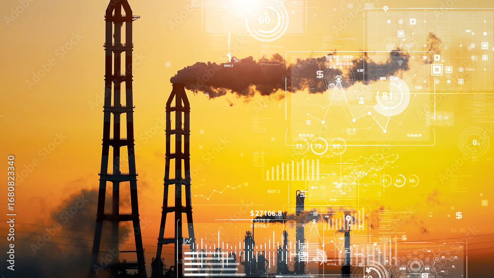 factory, industry, technology, graph, chart, dx, digital transformation ...