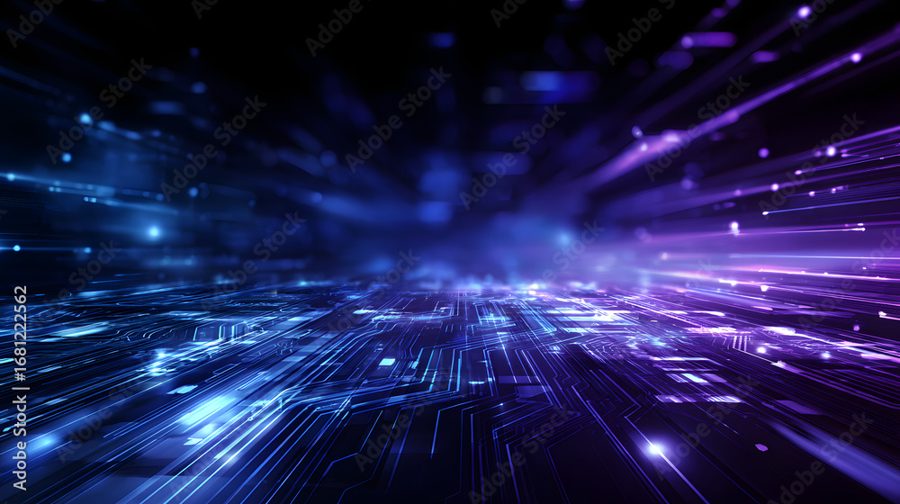 Futuristic blue and purple technology background wit abstract circuit ...