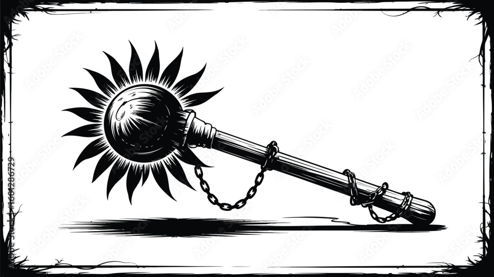 Medieval war flail weapon with spiked ball silhouette design Stock ...