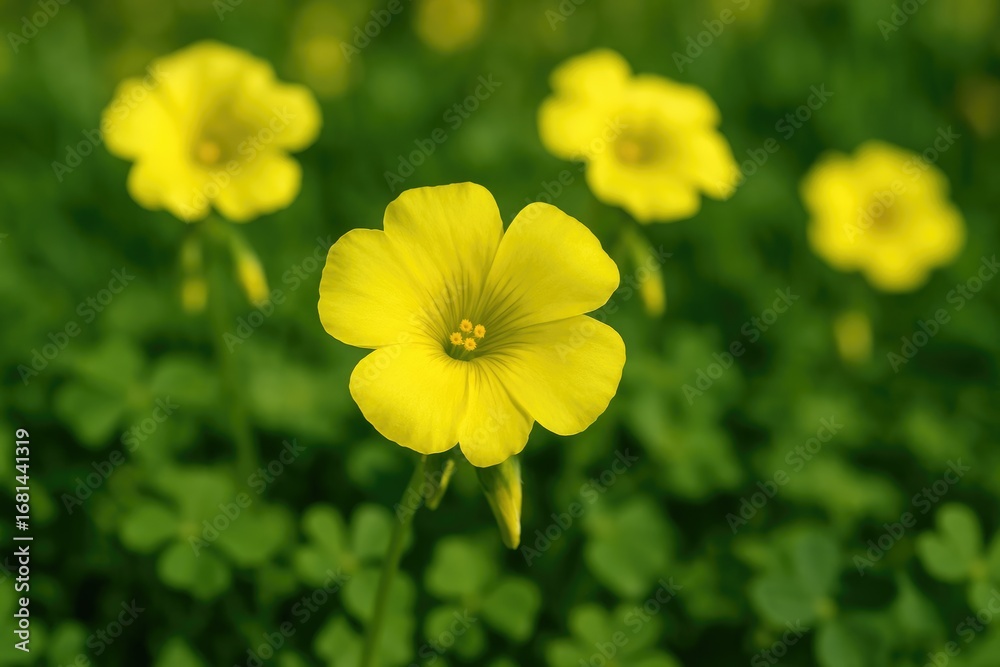 Bright yellow bloom known by various names in the Oxalis genus Stock ...