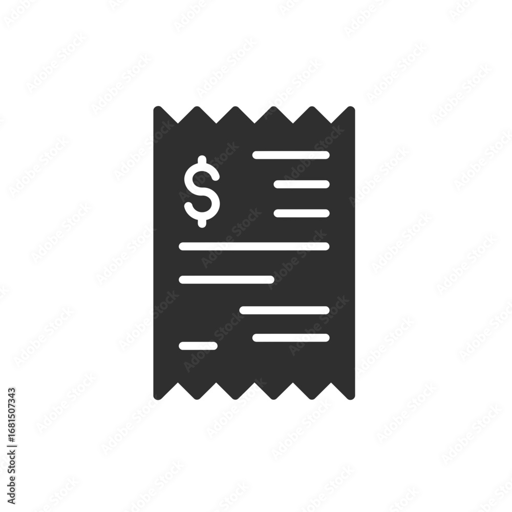 Monochromatic Receipt: An isolated receipt icon, a symbol of purchase ...