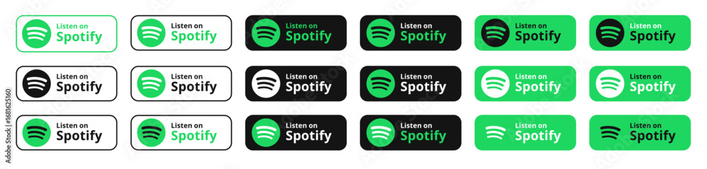 Spotify Badge icon logo Collection. Spotify button. Spotify Social ...
