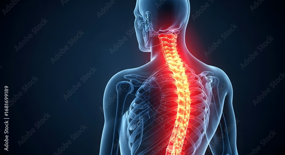 Pain along the entire human spine. Chronic back pain and orthopedic ...