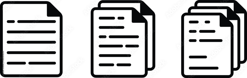 เวกเตอร์ Stock Document icons, file stack symbols, page pictograms ...