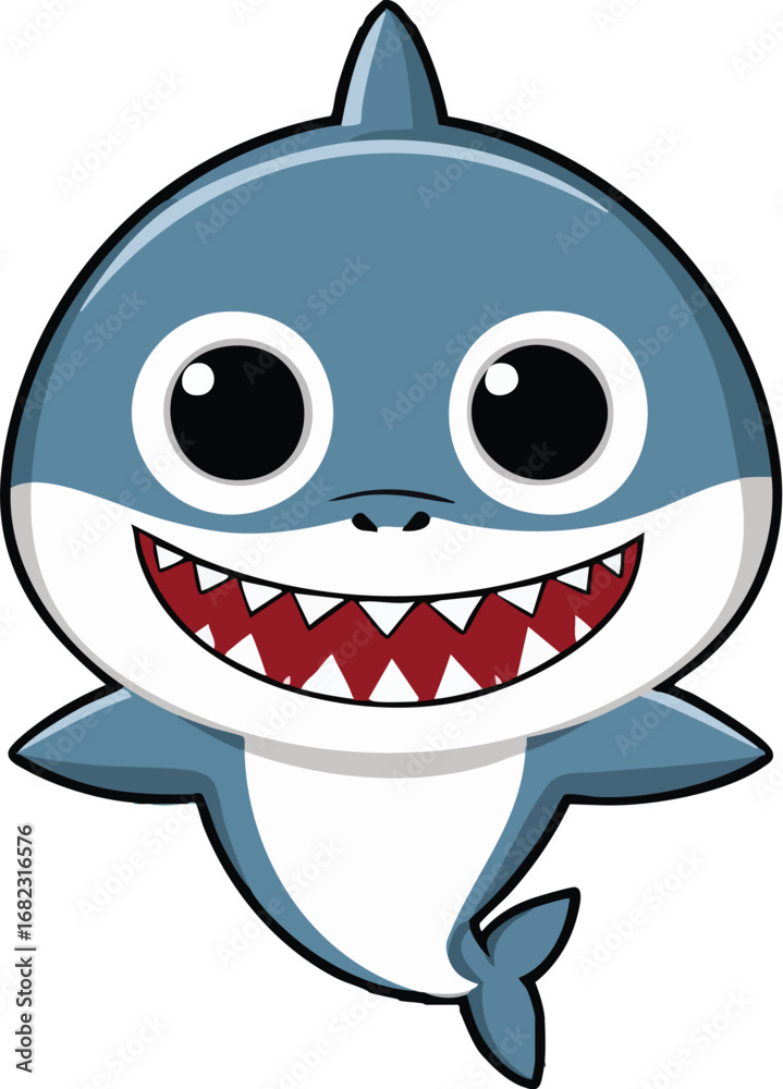 Shark Cartoon Illustration Set – Cute Sea Predator Stock Vector | Adobe ...