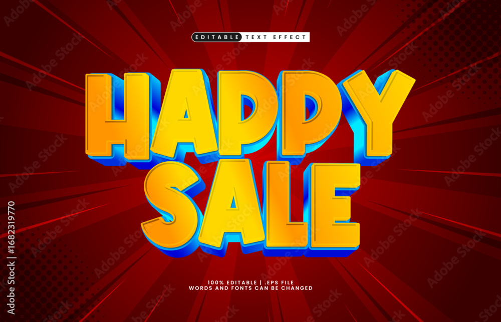 happy sale editable text effect Stock Vector | Adobe Stock