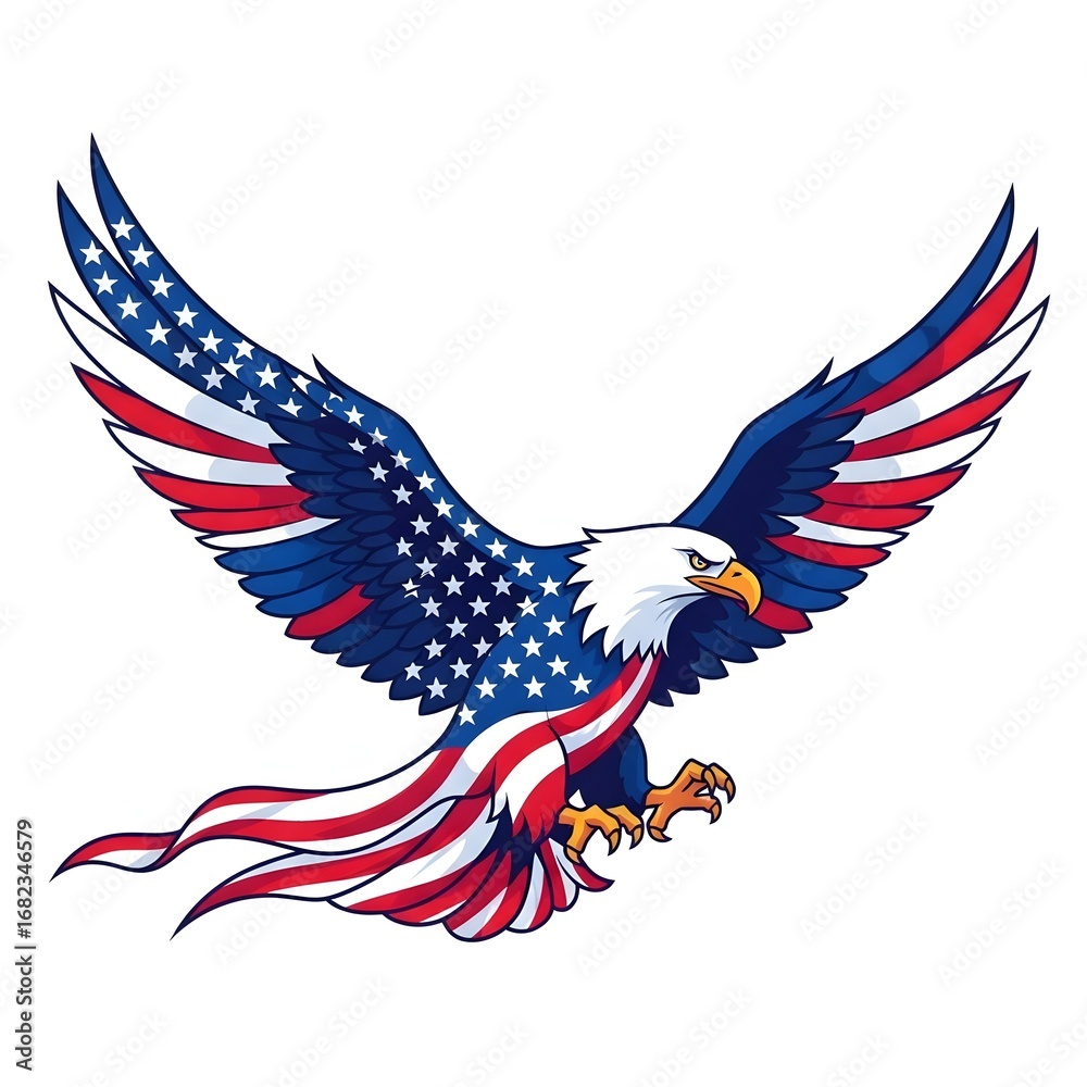 Patriotic Eagle Soaring in American Flag Colors A Symbol of Freedom and ...