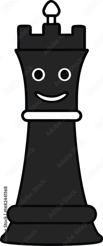 Black chess rook tower upright vector graphic for strategic games and ...