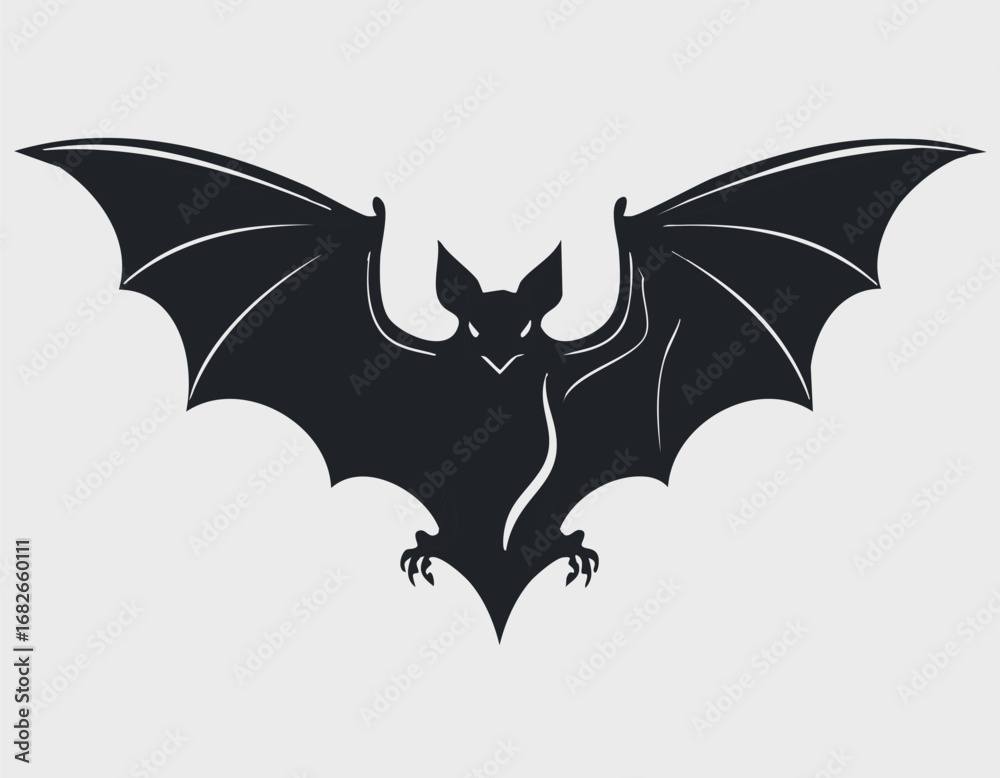 Bat Animal Vector Logo in Black and White, Minimalist and Simple Design ...