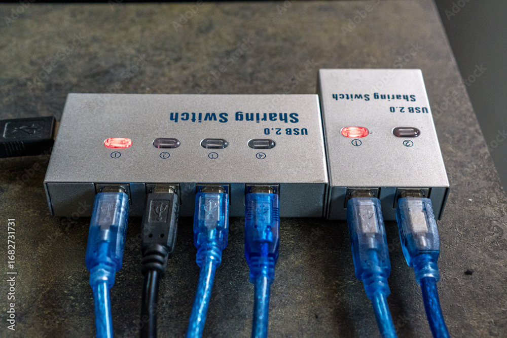 Connecting USB Sharing Switch with Cables for Device Connectivity Setup ...