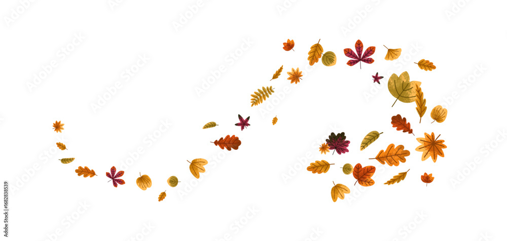 Fall leaves spinning, flying in air, wind gust. Autumn foliage falling ...