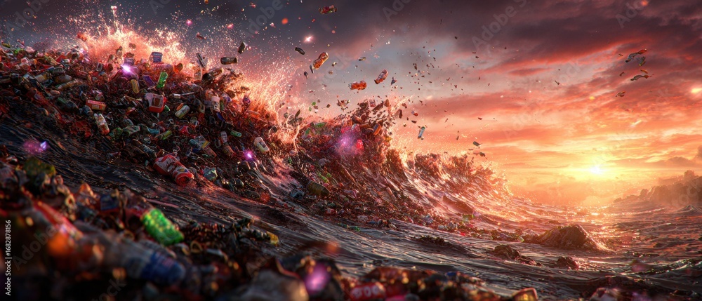 The Tsunami of Trash: A striking illustration depicts a catastrophic ...