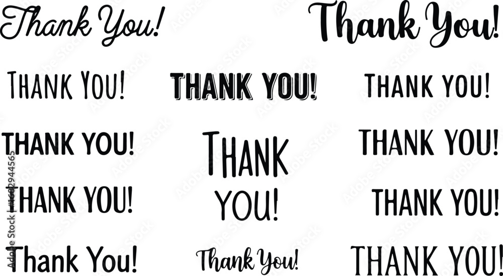 Thank You Message Collection with Different Typography Styles for Cards ...