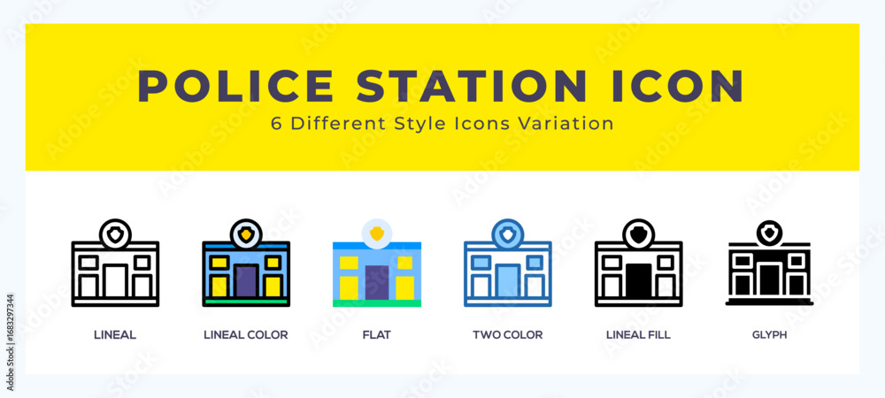 Police station icons set. Different style of icons simple vector ...