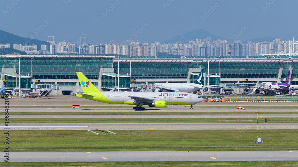 August 10, 2025 - Incheon, South Korea : Jinair Air.aircraft taking off ...