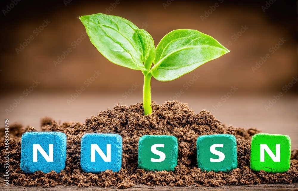 Young sprout emerging from soil, with letters Stock Photo | Adobe Stock