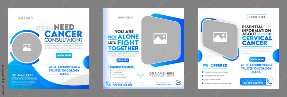 cancer awareness and treatment promotional posters social media post ...