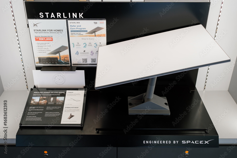 KUALA LUMPUR, MALAYSIA - AUG 17, 2025: SpaceX Starlink Standard Kit V4 ...