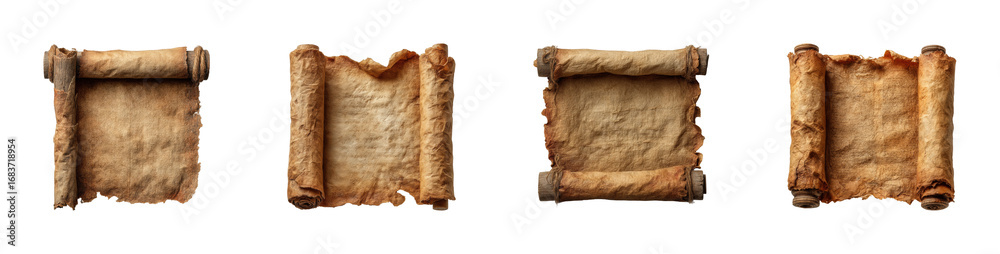 Ancient scrolls unveiled historical archive digital PNG set, cut out ...