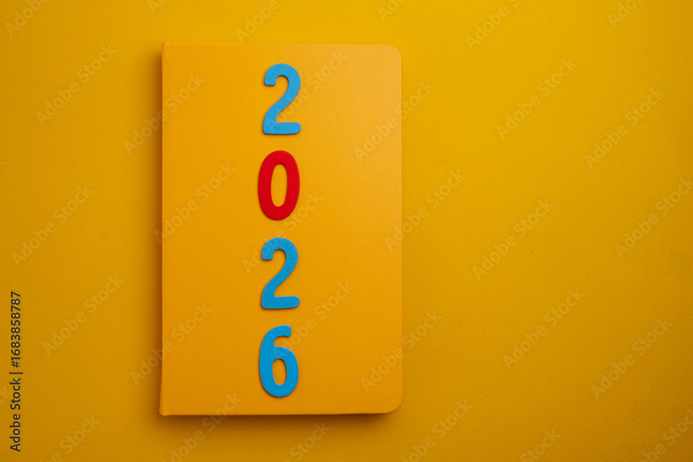 Colored numbers of the calendar for 2026 on the background. Happy New ...